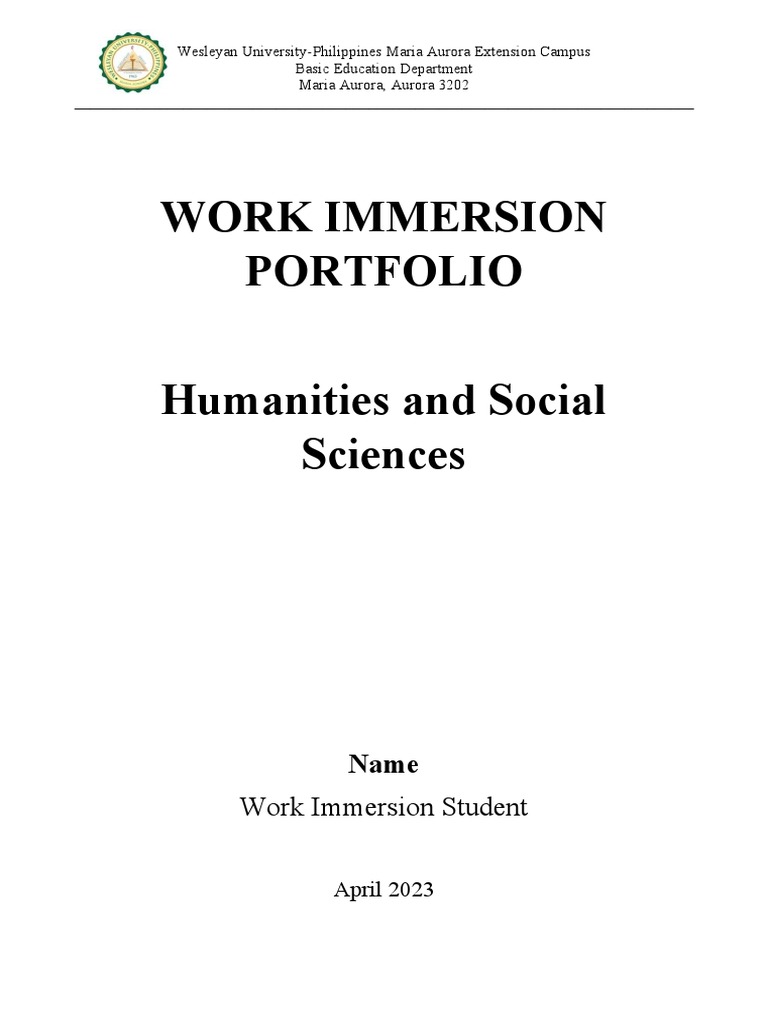Work Immersion Portfolio Template | PDF | Business | Business Process