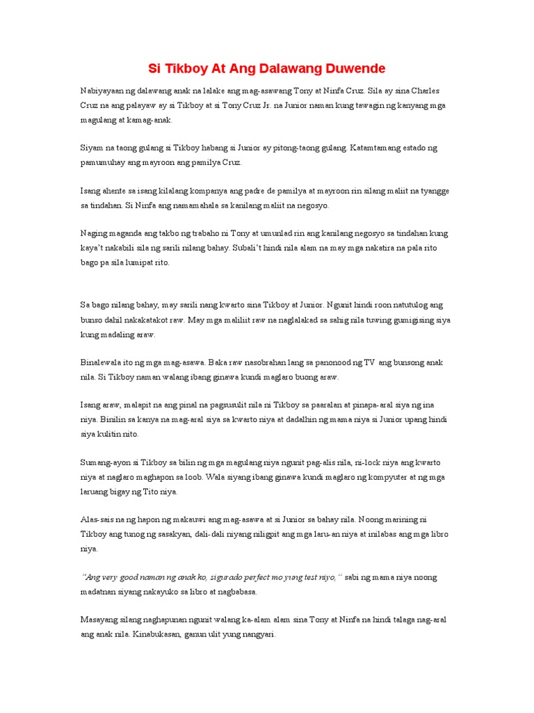 Si Tikboy at Ang Dalawang Duwende | PDF