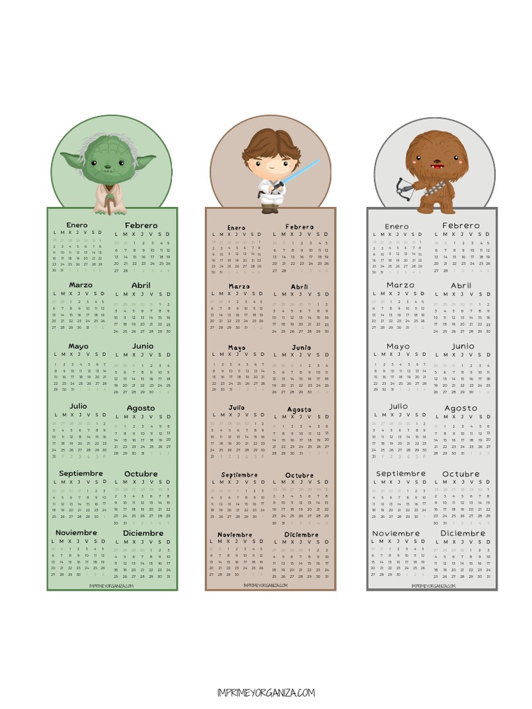 Calendarios Marcapaginas Star Wars | PDF