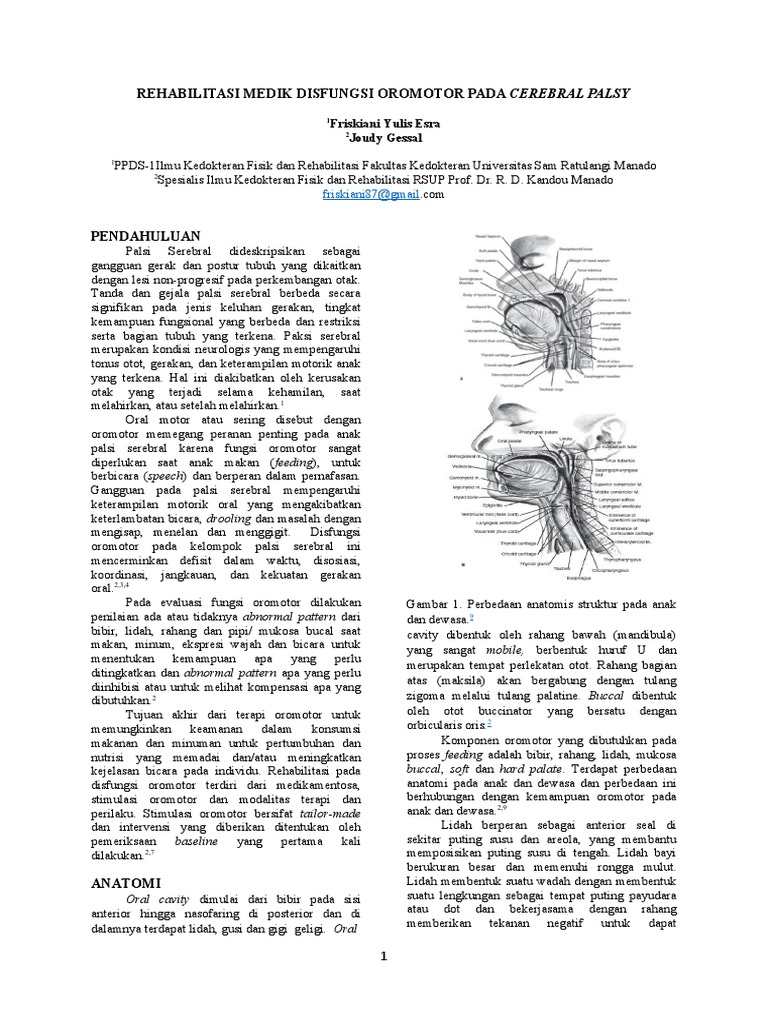 Rehabilitasi Oromotor Cerebral Palsy | PDF