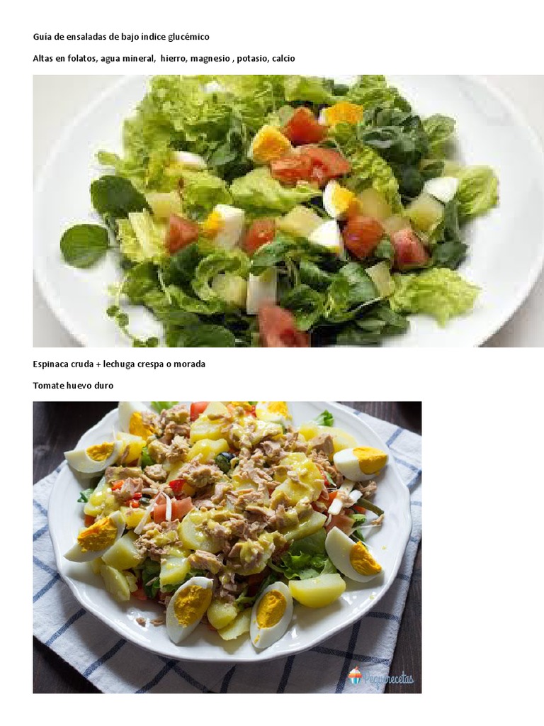 Guía de Ensaladas de Bajo Índice Glucémico (Autoguardado) | PDF