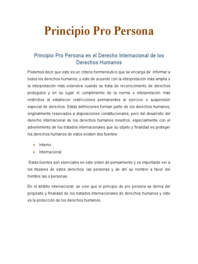 Resumen Principio Pro Persona | PDF