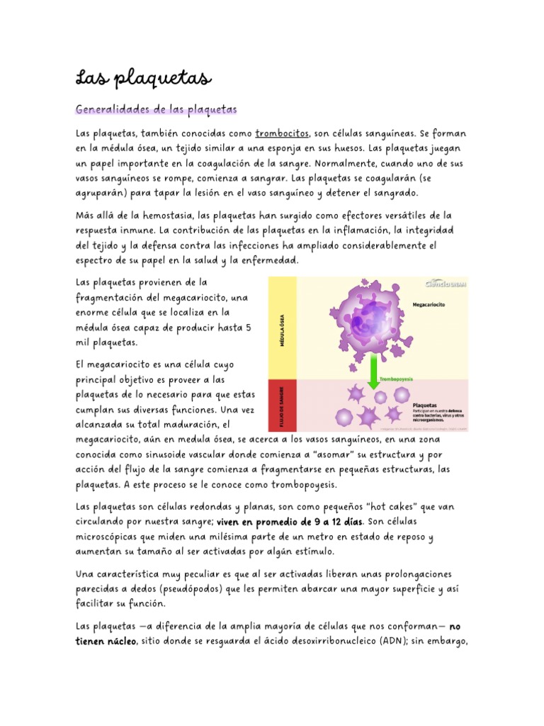 Generalidades de Las Plaquetas | PDF | Plaqueta | Hemostasia