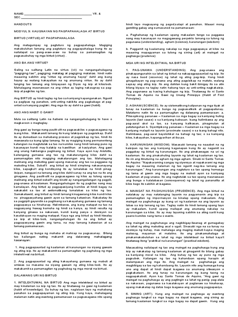 MODYUL 9 HANDOUT Finalggggge34g | PDF