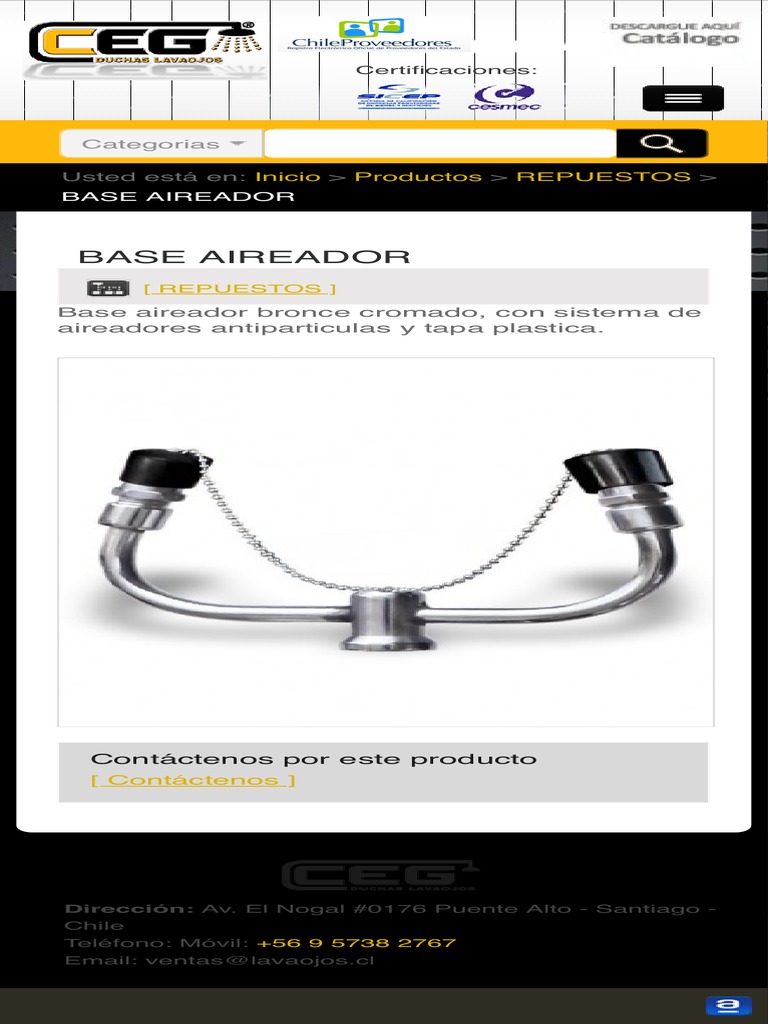 BASE AIREADOR, Lavaojos, Duchas de Emergencia, Duchas Lavaojos CEG | PDF