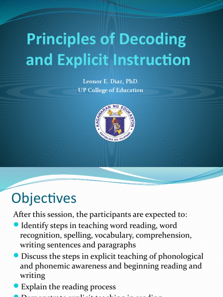 Sg 18 Principles Of Decoding And Explicit Instruction Pdf Reading