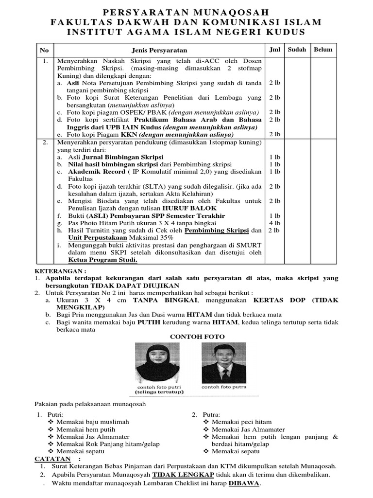 Persyaratan Munaqosah FDKI | PDF