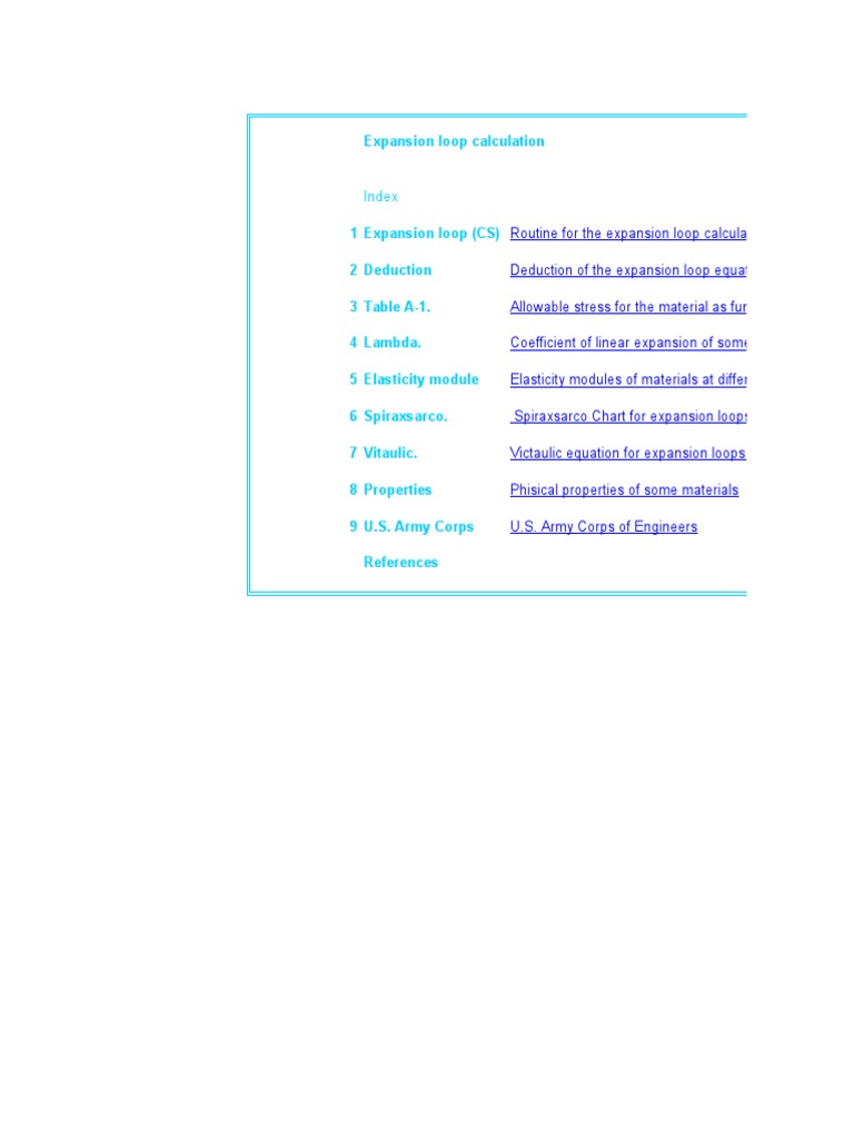 Expansion Loop Calculation: Index | PDF | Bending | Pipe (Fluid Conveyance)