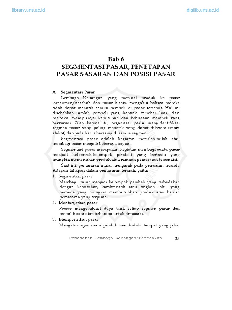 Segmentasi dan Penetapan Pasar Keuangan | PDF