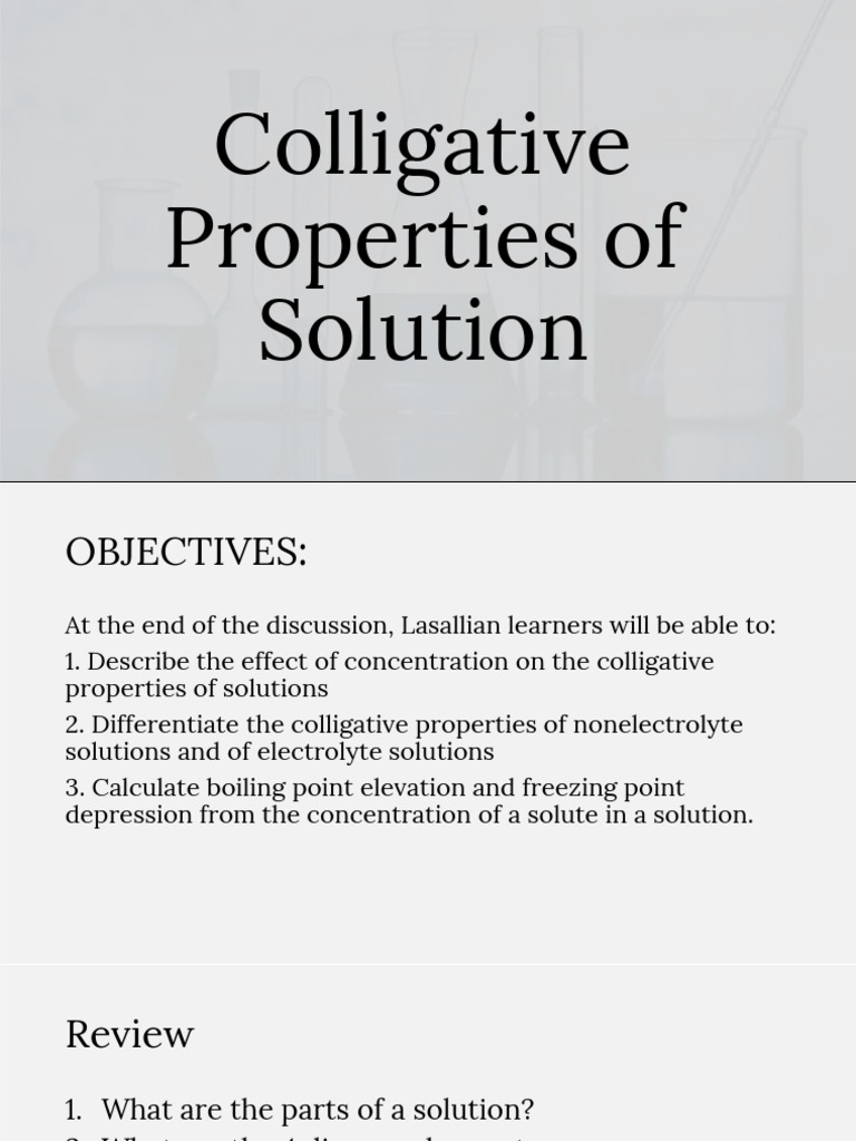 Colligative Properties of Solution | PDF | Physical Quantities ...