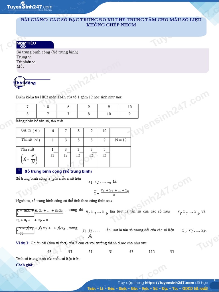 Cac So Dac Trung Do Xu The Trung Tam Cho Mau So Lieu Khong Ghep Nhom 1678282236 | PDF