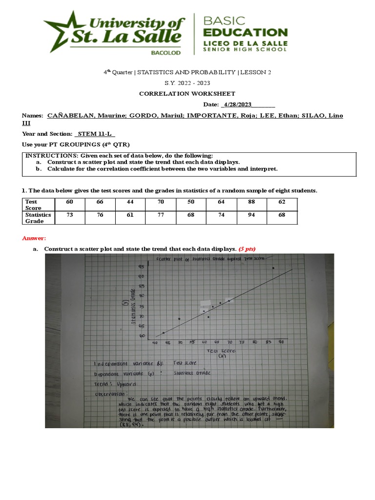 UPDATED - Correlation Worksheet | PDF | Multivariate Statistics ...