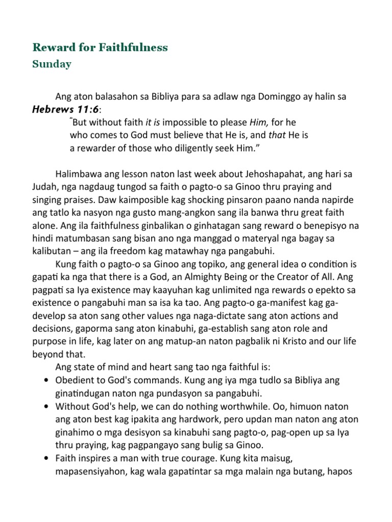 Nanay - Reward For Faithfulness | PDF