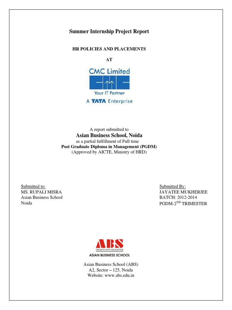 Summer Internship Project Report HR POLI | PDF | Business
