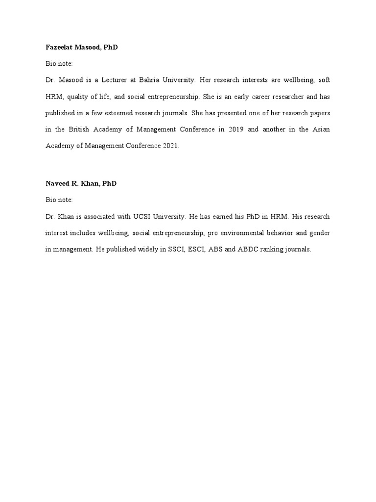 Fazeelat Masood, PHD | PDF