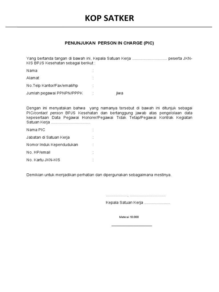 Form Penunjukan Pic | PDF
