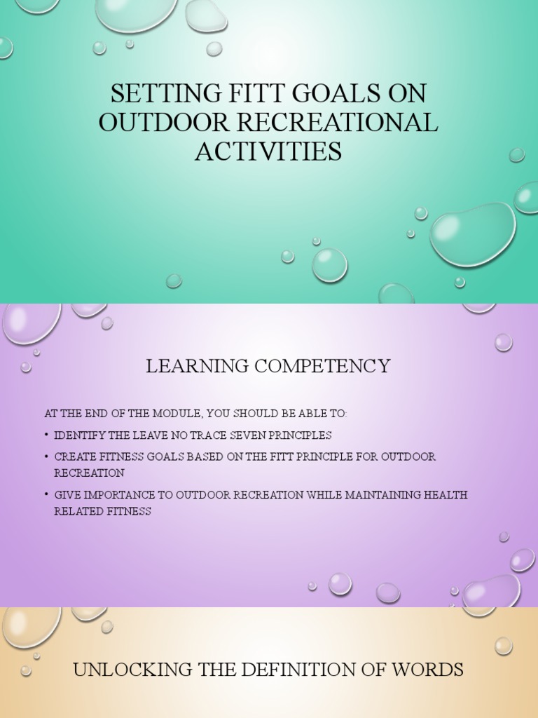 Developing FITT Goals for Outdoor Recreation Activities Based on the ...