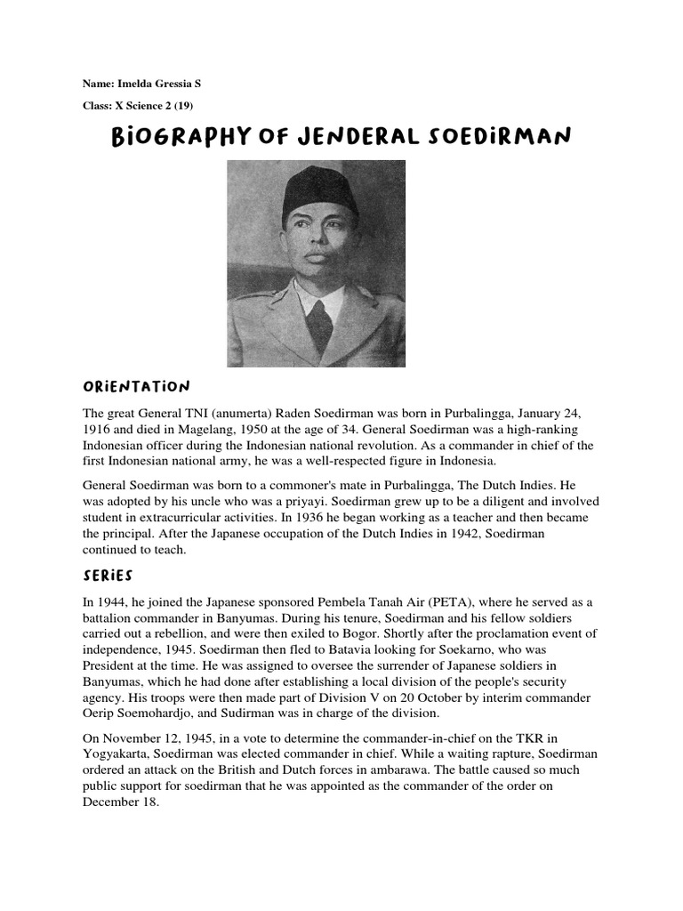 Jenderal Soedirman Biography Recount Text Revisi 1 | PDF | Indonesia ...