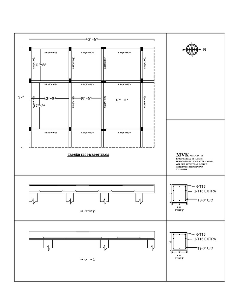 Ground Beam and Roof Beam Plans | PDF