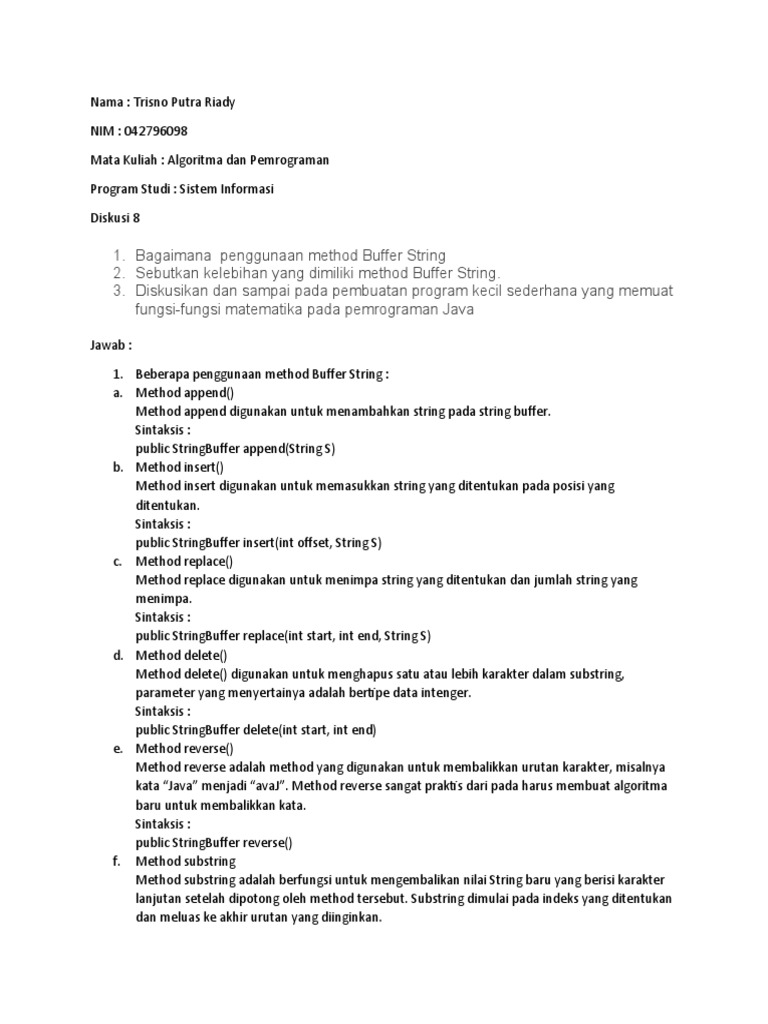 Diskusi 8 Algoritma Dan Pemrograman | PDF Diskusi 8 Algoritma Dan Pemrograman | PDF