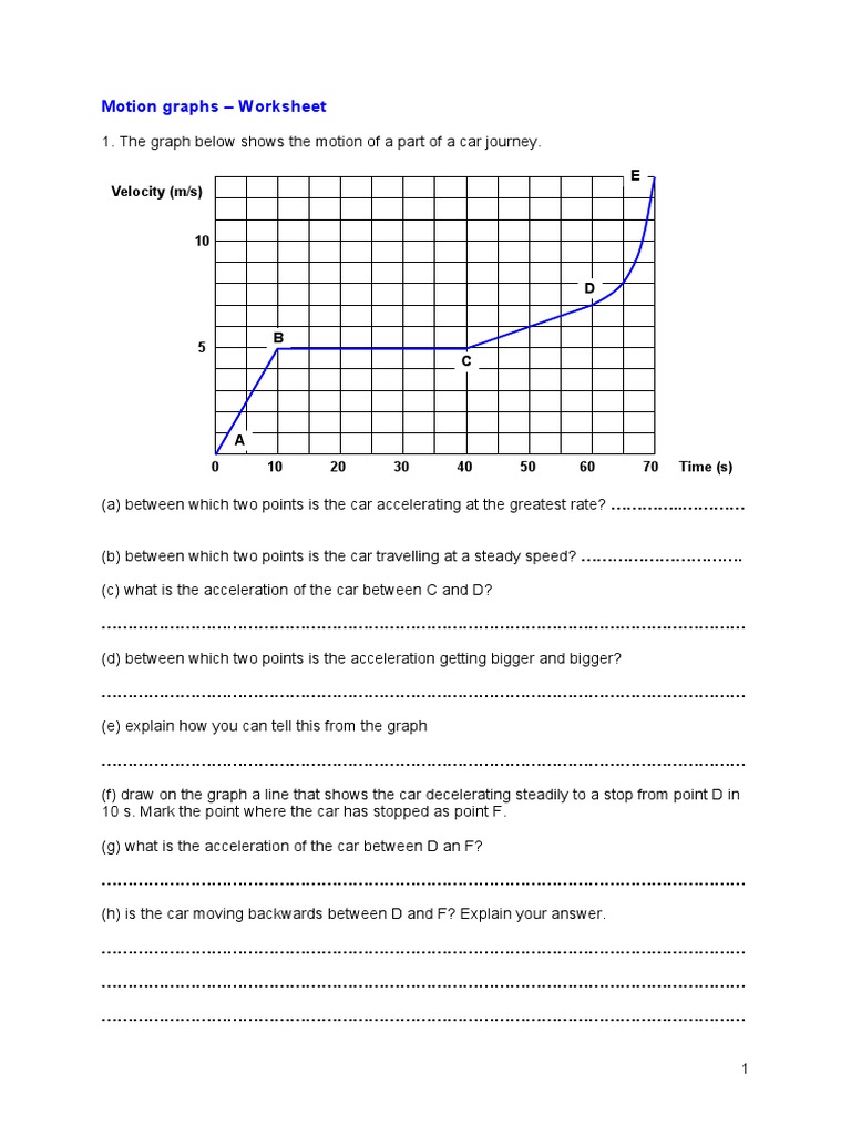 Graphical Analysis of Motion Worksheet | PDF | Acceleration | Physical Quantities