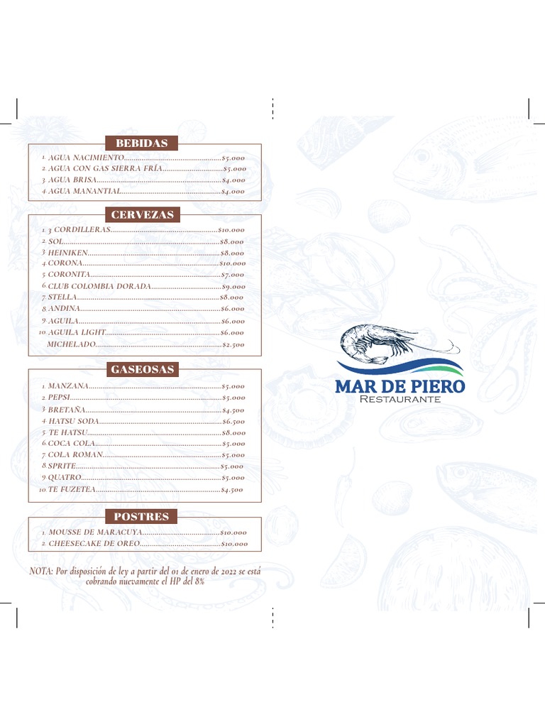MENU MAR DE PIERO 2022 APROBADO 30x32 | PDF