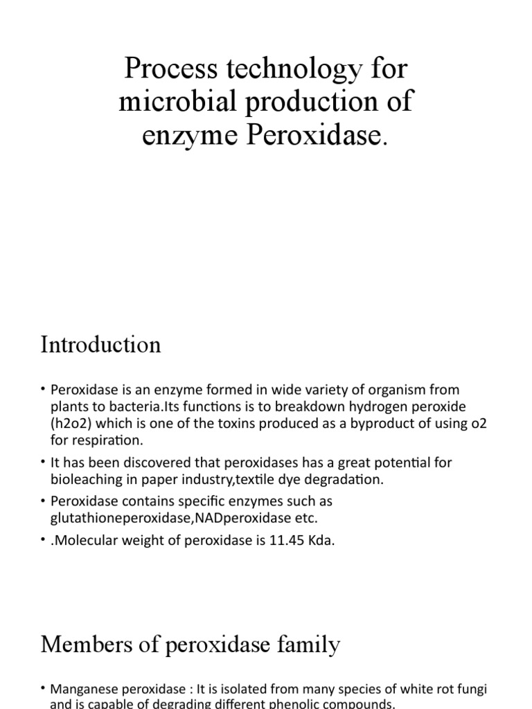 Microbial Production and Optimization of Peroxidase Enzyme for Bioremediation Applications | PDF ...