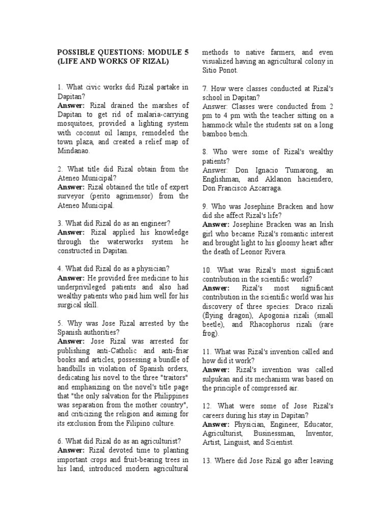 Possible Questions | PDF | Philippines