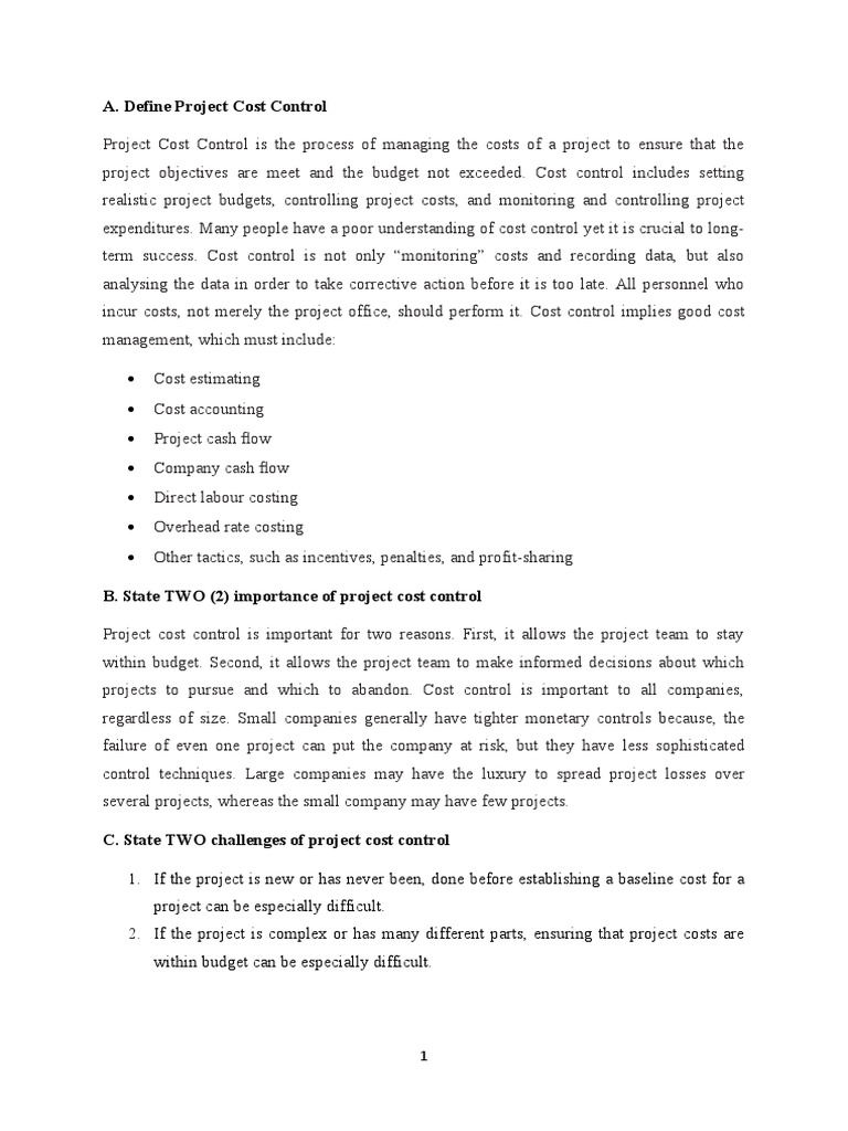 Project Cost Control | Download Free PDF | Cost Accounting | Cost