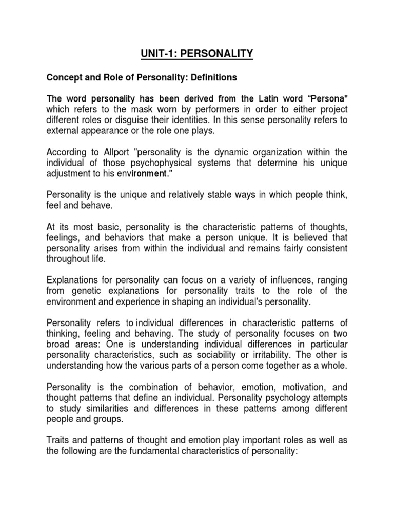 Understanding the Multifaceted Nature of Personality: A Comprehensive ...