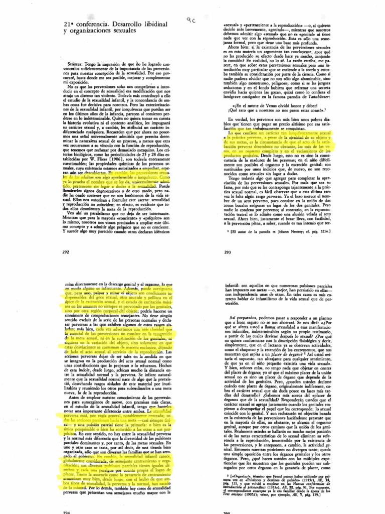 Eud, S - Conferencia 21, Desarollo Libidinal y Organizaciones Sexuales ...