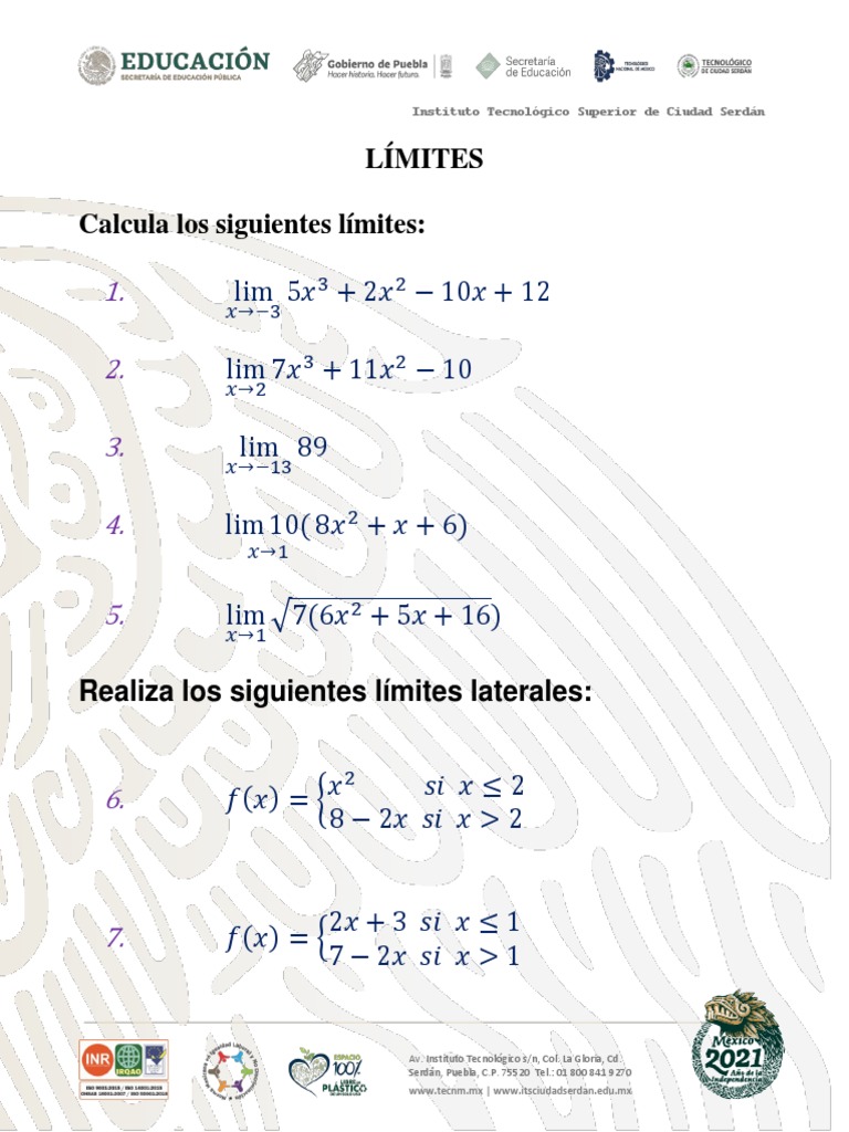 Problemario Calculo Diferencial Tema 3 | PDF