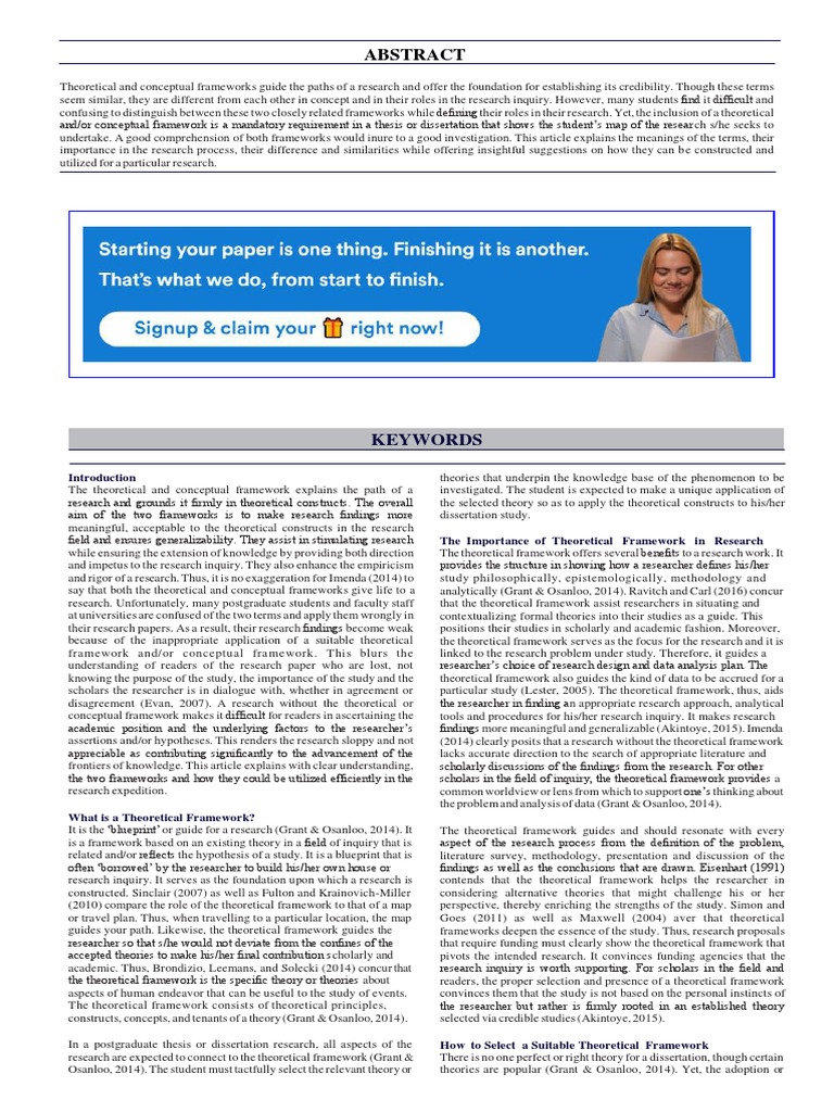 Theoretical Framework Examples Research Paper | PDF | Conceptual ...