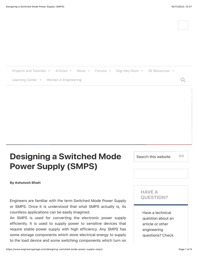 Designing A Switched Mode Power Supply (SMPS) | PDF | Power Supply | Power Electronics