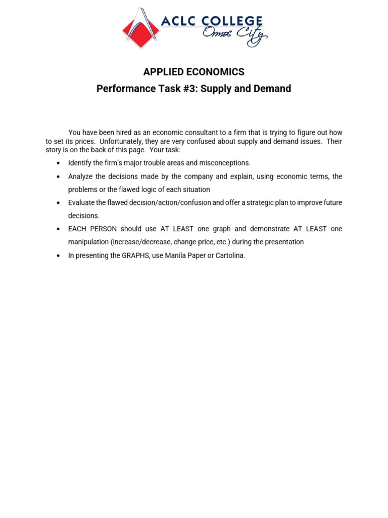 Applied Econ Performance Task 3 | PDF | Prices | Economics Applied Econ Performance Task 3 | PDF | Prices | Economics
