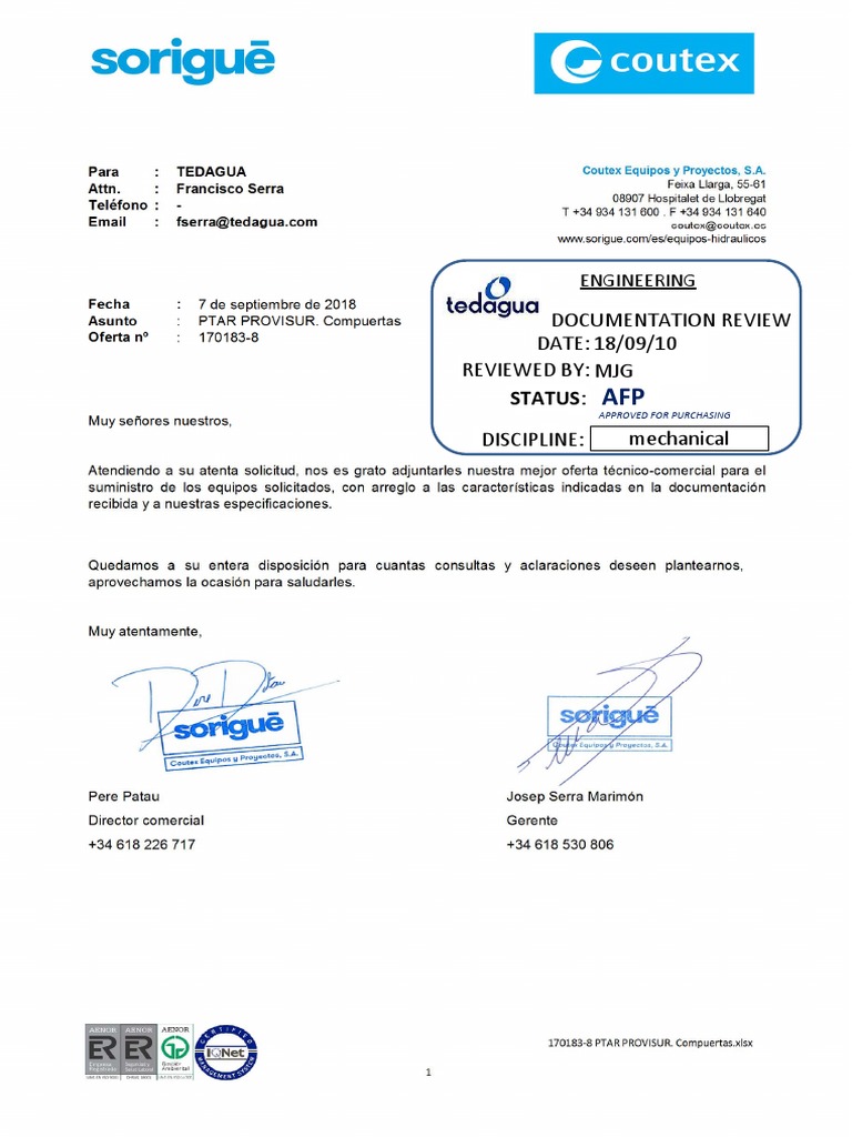 PVS S003 Apr 07 Compuertas Coutex Revg Afp | PDF