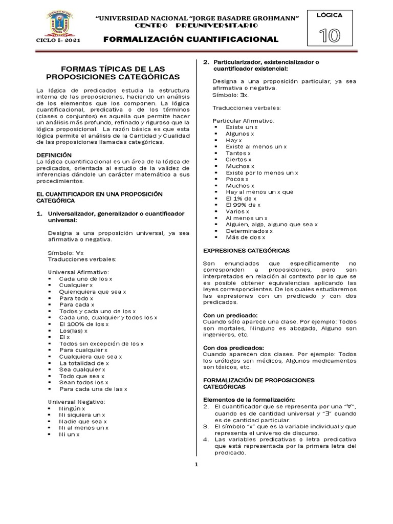 Pract. 10 - Lógica | PDF | Proposición | Lógica de primer orden