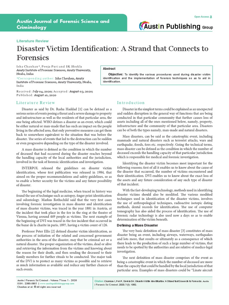 Mass Disaster | PDF | Autopsy | Forensic Science