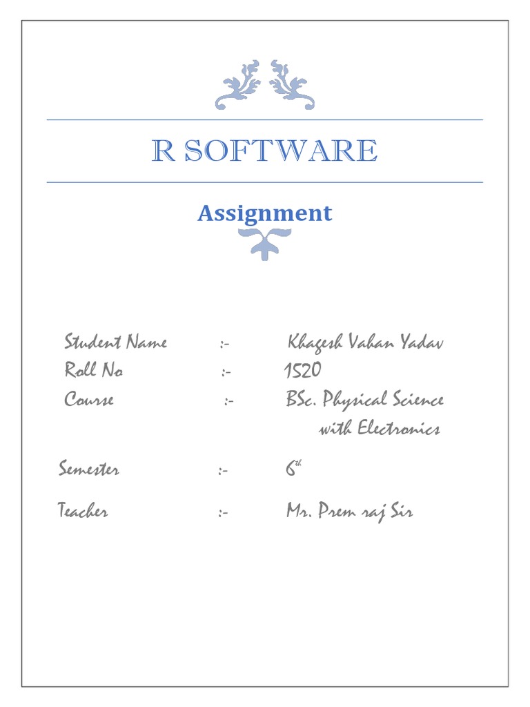 R Software: Assignment | PDF