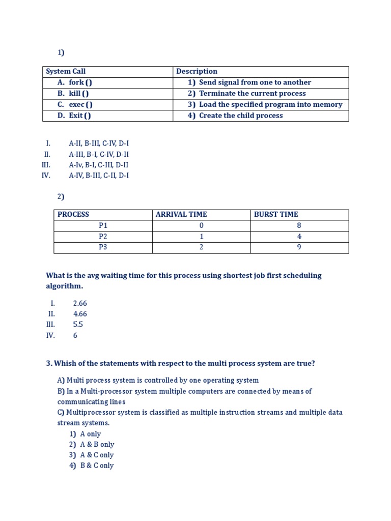 Cse316 Ca - I Set A | Download Free PDF | Scheduling (Computing) | Process (Computing)