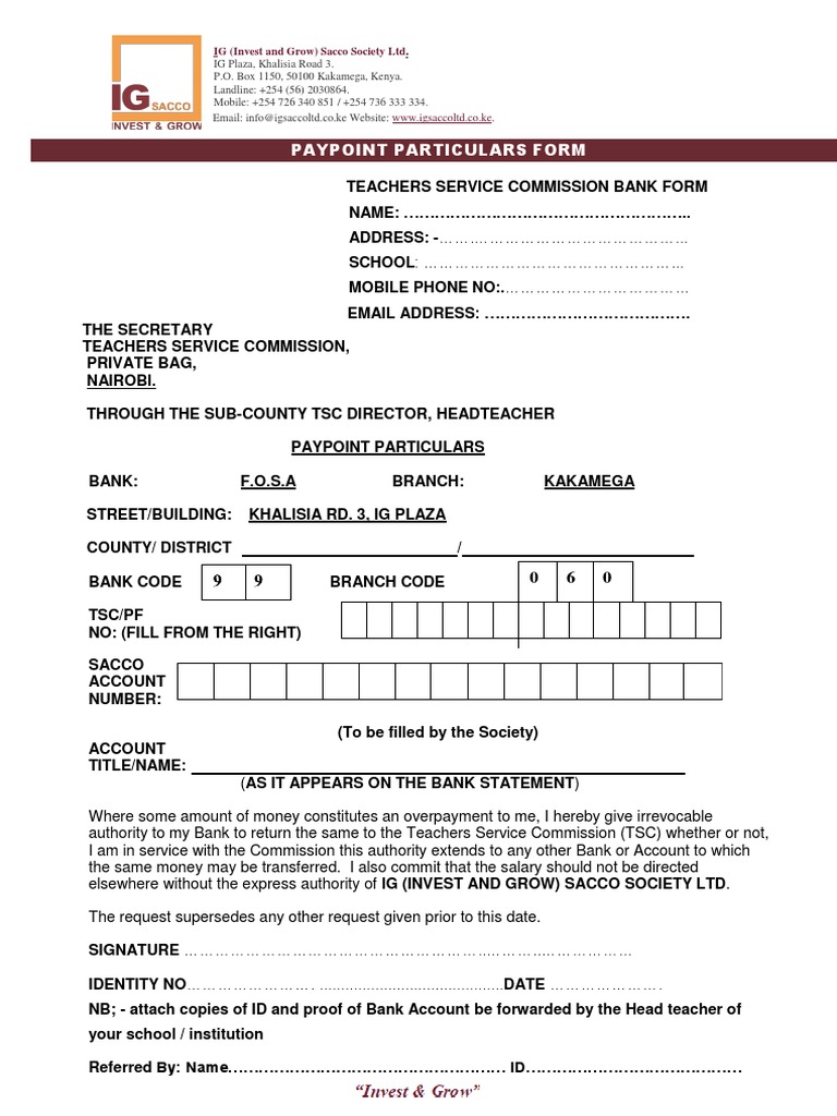 TSC Paypoint Form | PDF