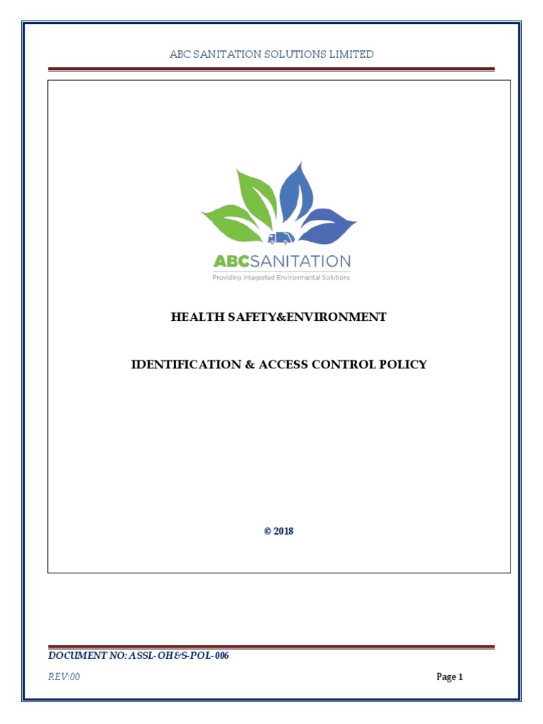ASSL-OHS - POL-006 Identification Access Control Policy-ABC 04 | PDF ...