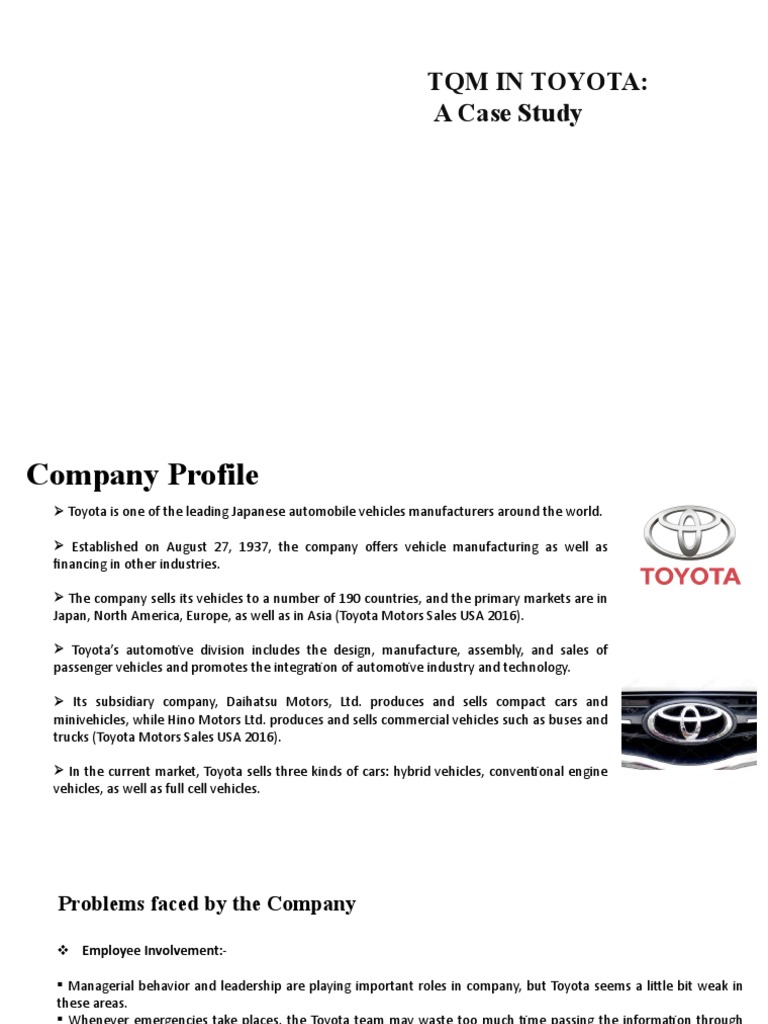 Toyota's TQM Implementation Case Study | PDF | Toyota | Organizational ...