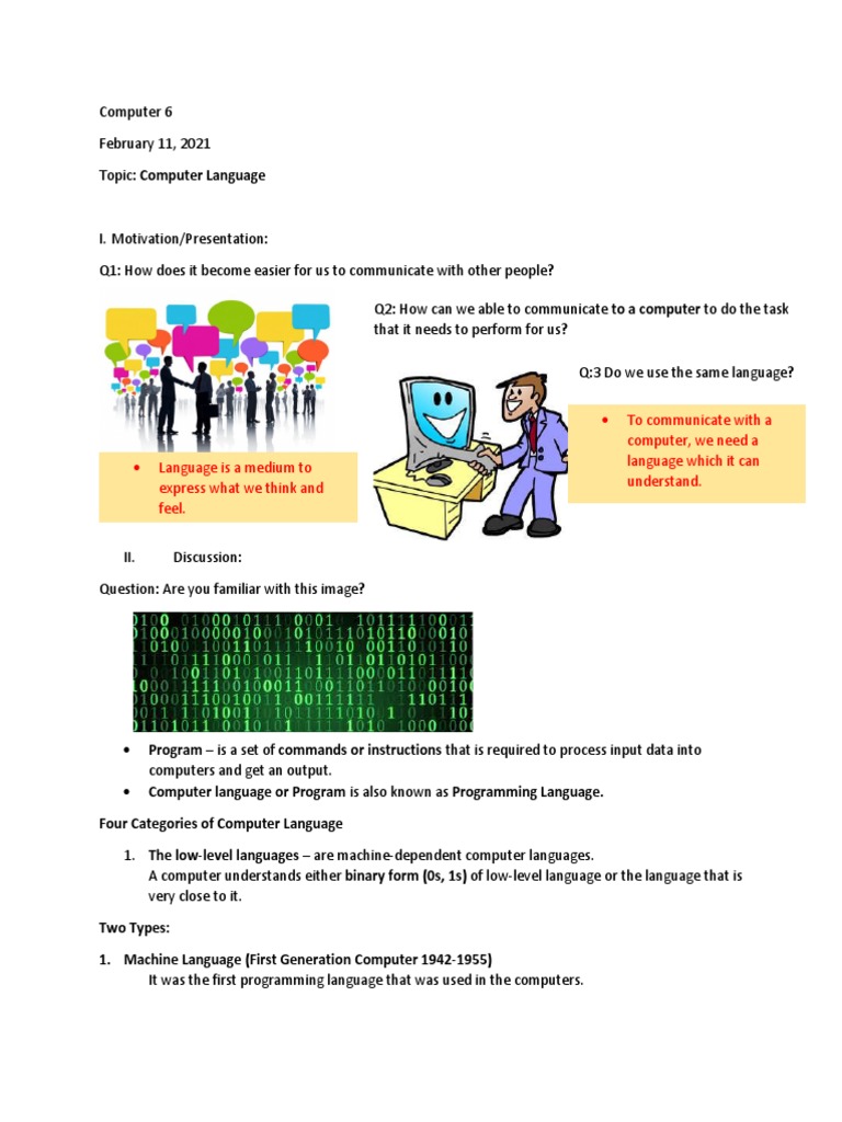 Computer 6 Week 3 and 4 Computer Languages | PDF | Computer Program | Programming