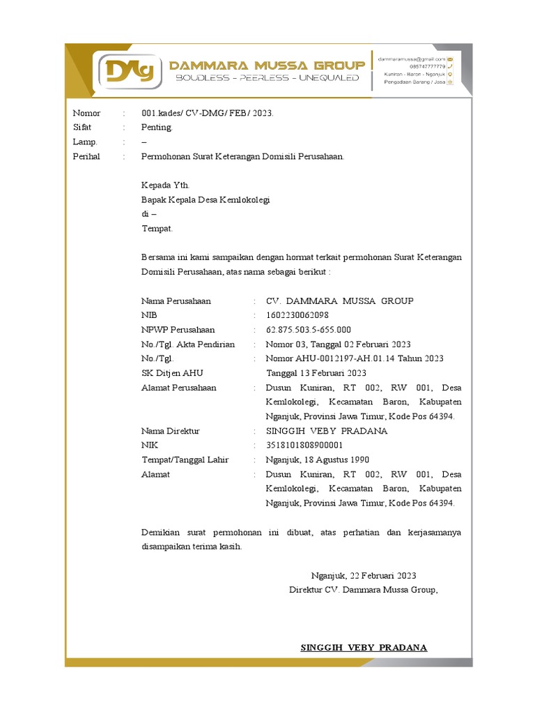 Permohonan Surat Keterangan Domisili | PDF