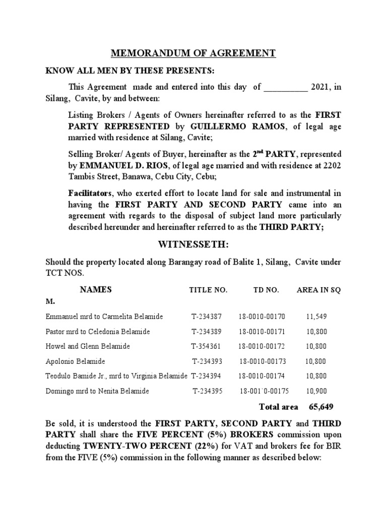 Memorandum of Agreement | PDF | Common Law | Justice