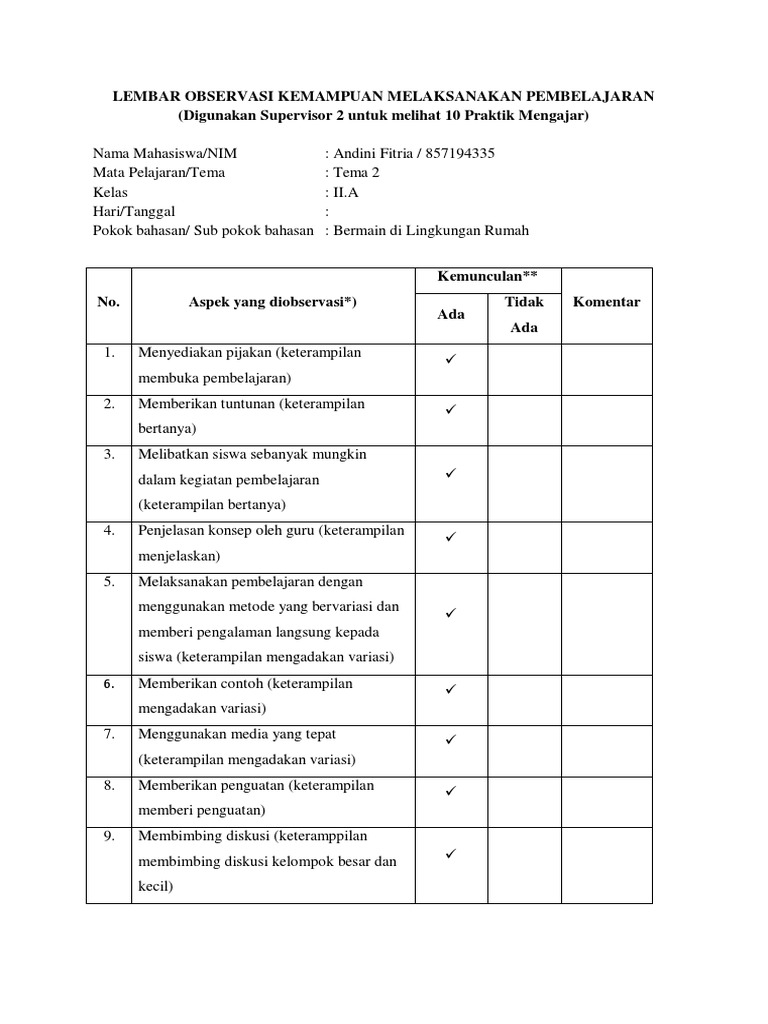 OBSER DAN REFLEKSI Bagian 1 | PDF OBSER DAN REFLEKSI Bagian 1 | PDF