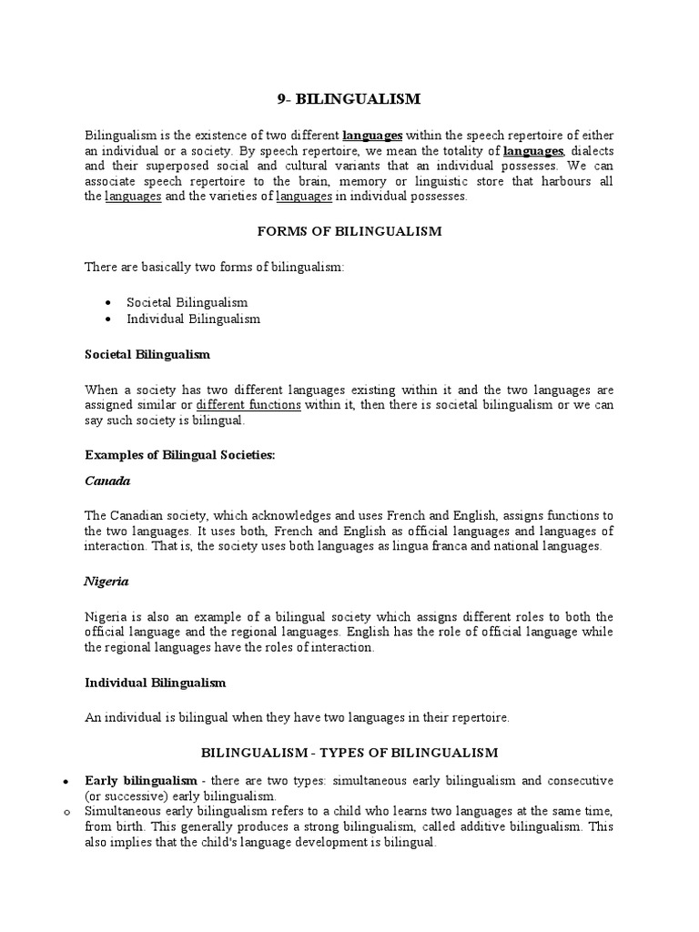 Bilingualism BS | PDF | Multilingualism | First Language