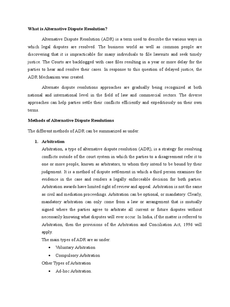 What Is Alternative Dispute Resolution | PDF | Alternative Dispute Resolution | Mediation