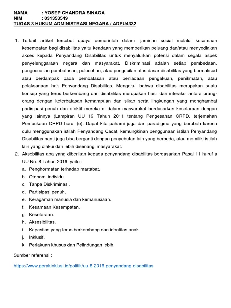 Tugas 3 Hukum Administrasi Negara ADPU4332 | PDF